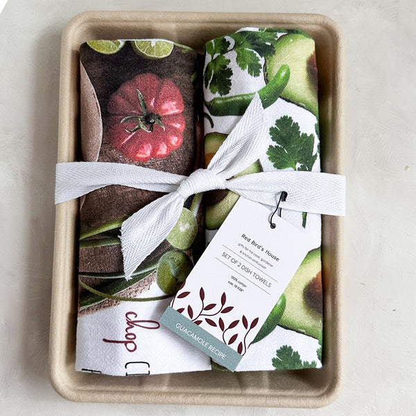 Fuacamole Recipe Gift Set of Two Dish Towels - Red Bird's House