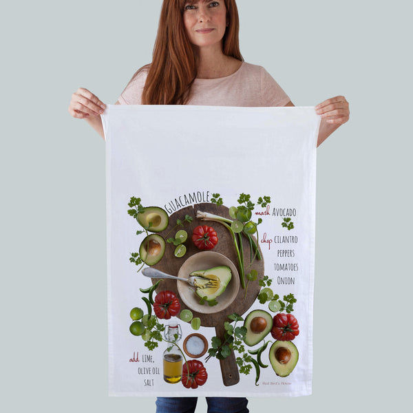 Fuacamole Recipe Gift Set of Two Dish Towels - Red Bird's House