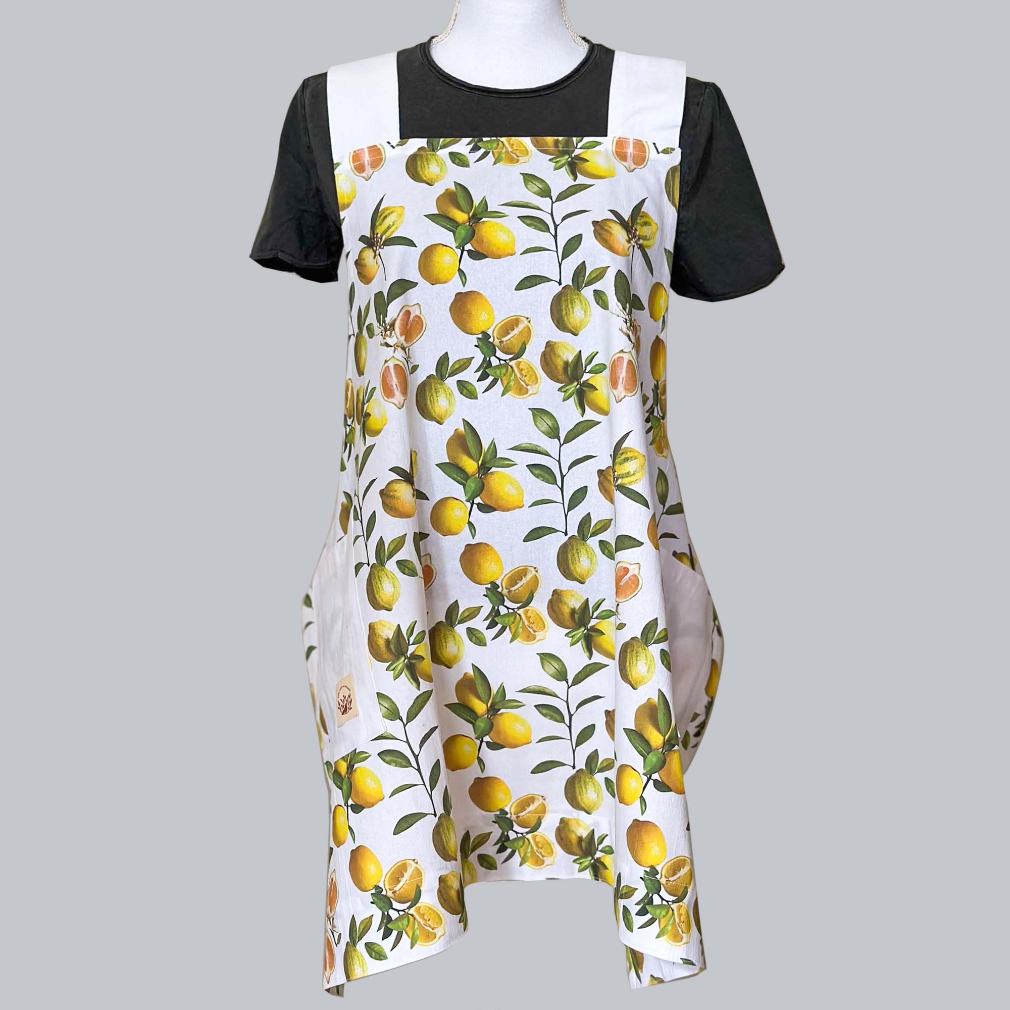 PINK LEMONS CROSSED APRON - Red Bird's House